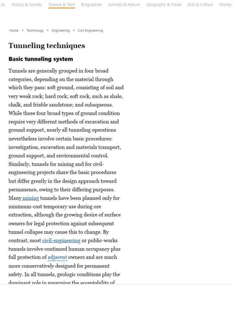 Tunneling Techniques | PDF | Tunnel | Concrete