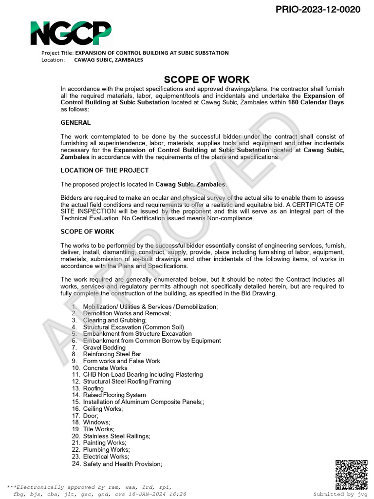 Scope of Works and Technical Provisions | PDF | Concrete