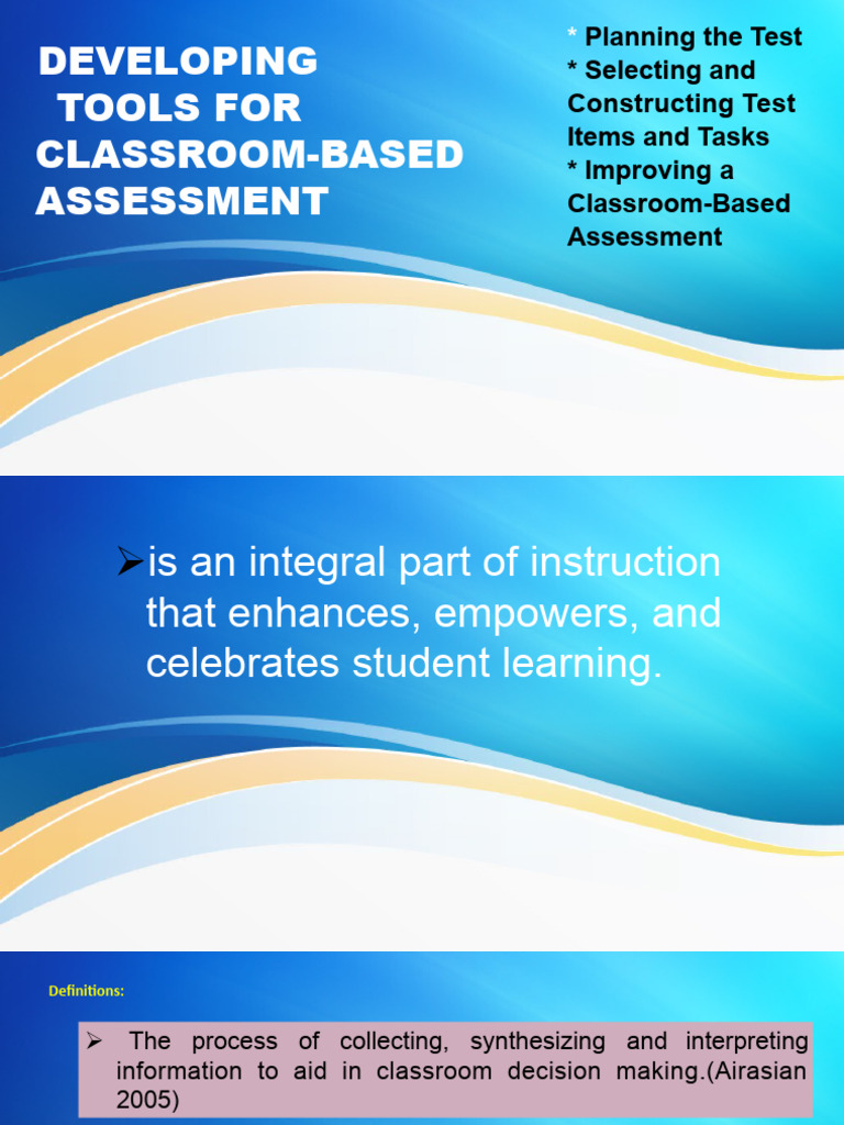 Developing Tools For Classroom Based Assessment | PDF | Educational ...