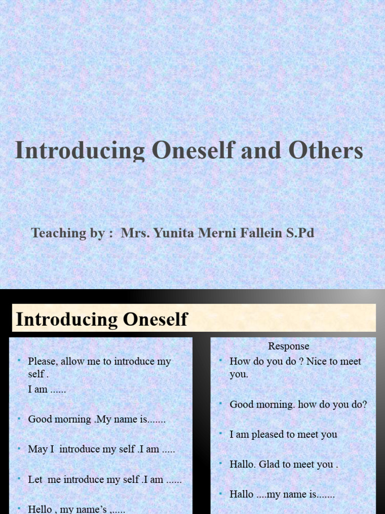 Introducing Oneself and Others | PDF