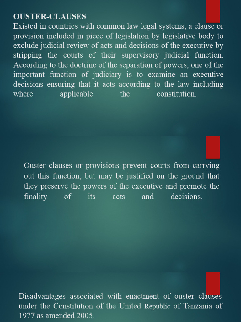 Ouster Clauses in Tanzanian Law | PDF | Public Sphere | Political Science