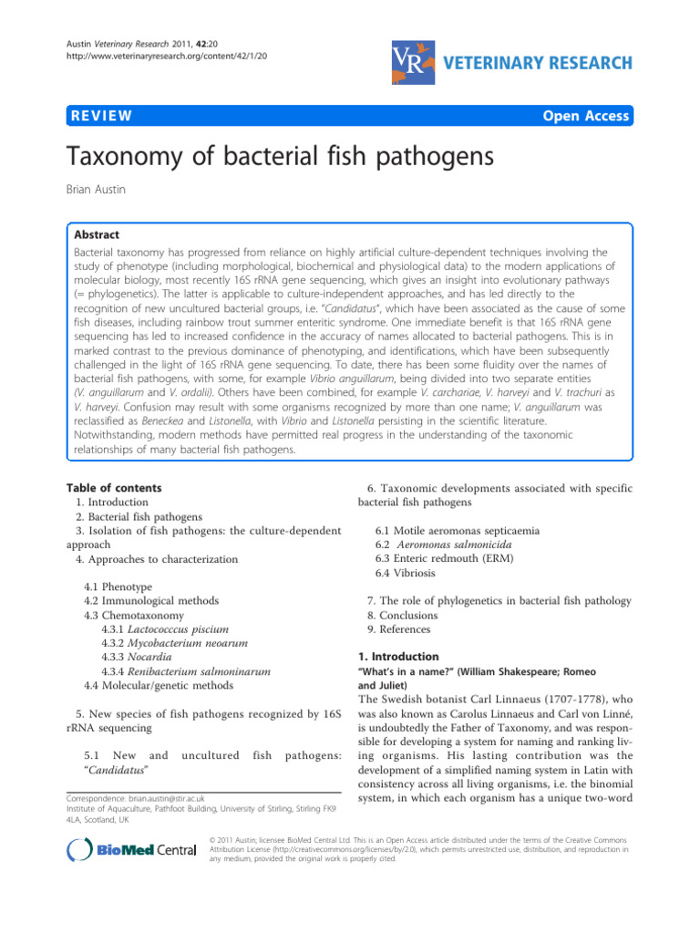 Austin - Taxonomy of Bacterial Fish Pathogens | PDF | Taxonomy (Biology ...