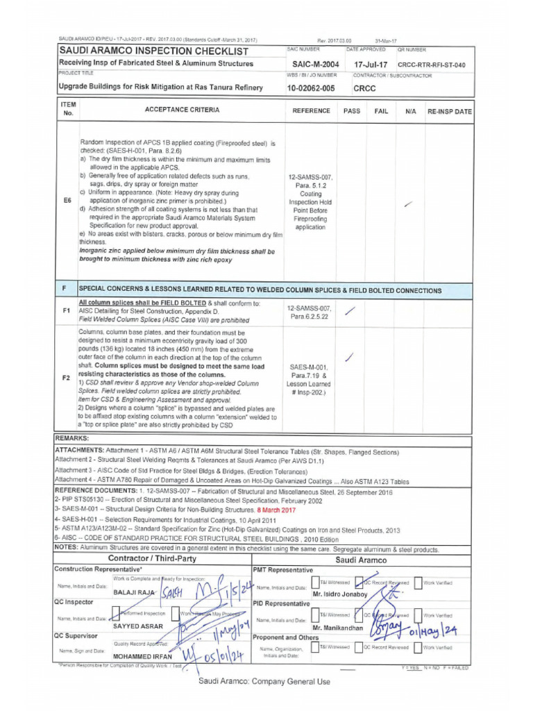 CRCC-RTR-RFI-ST - 040 Checklist Sign Page | PDF