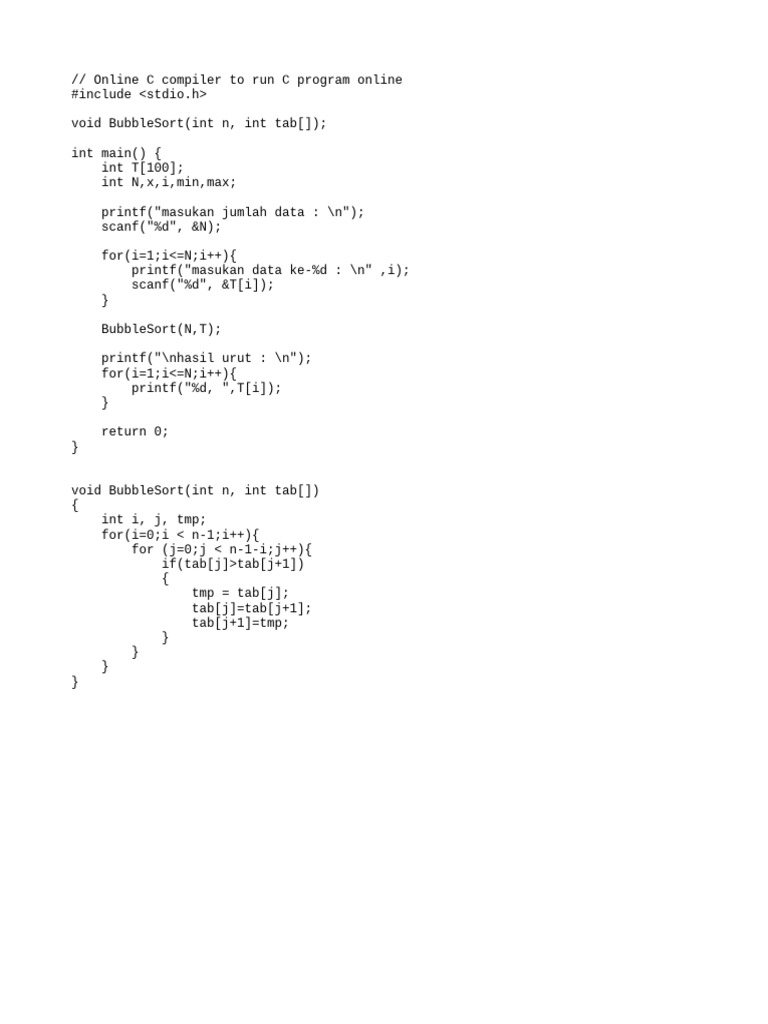 C Program for Bubble Sort Online | PDF | Art