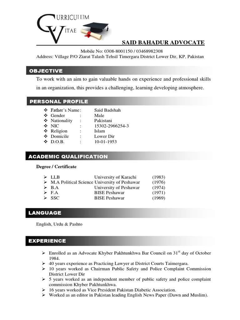 Said Bahadur CV | PDF