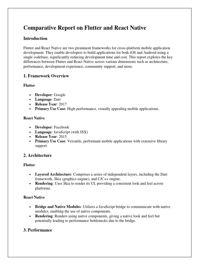 Comparative Report on Flutter and React Native | PDF | Software ...
