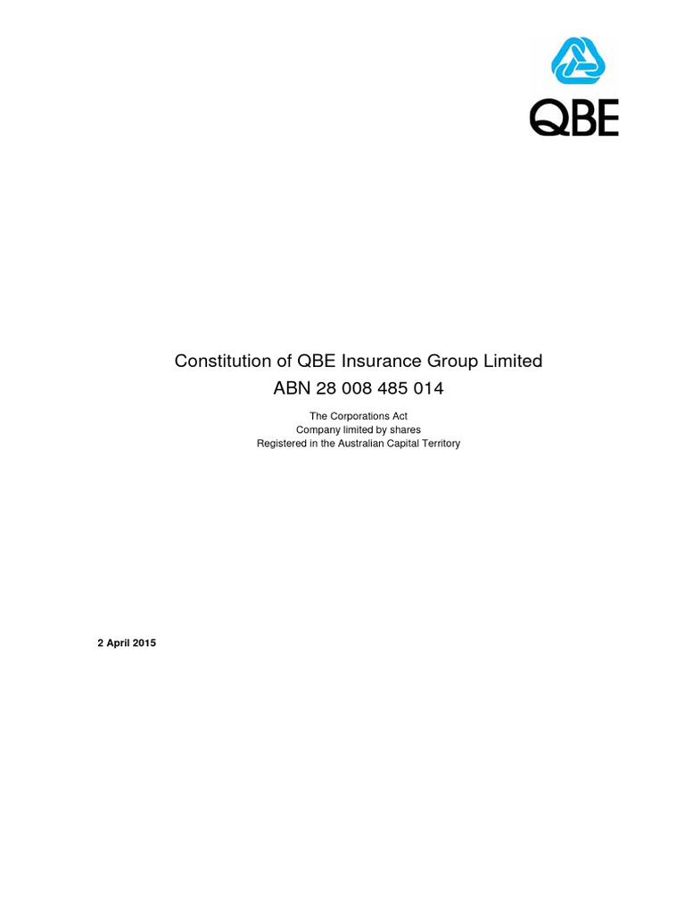 Constitution of QBE Insurance Group Limited | PDF | Preferred Stock ...
