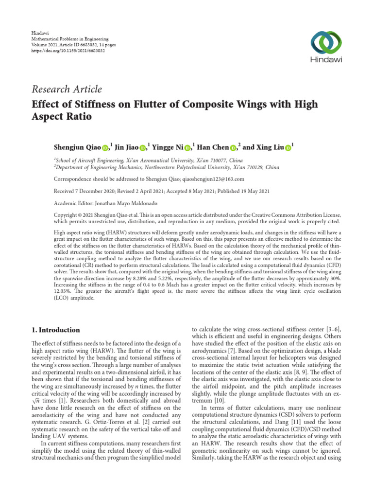 effect of stiffness on flutter of composite wings with high aspect ratio | Download Free PDF ...