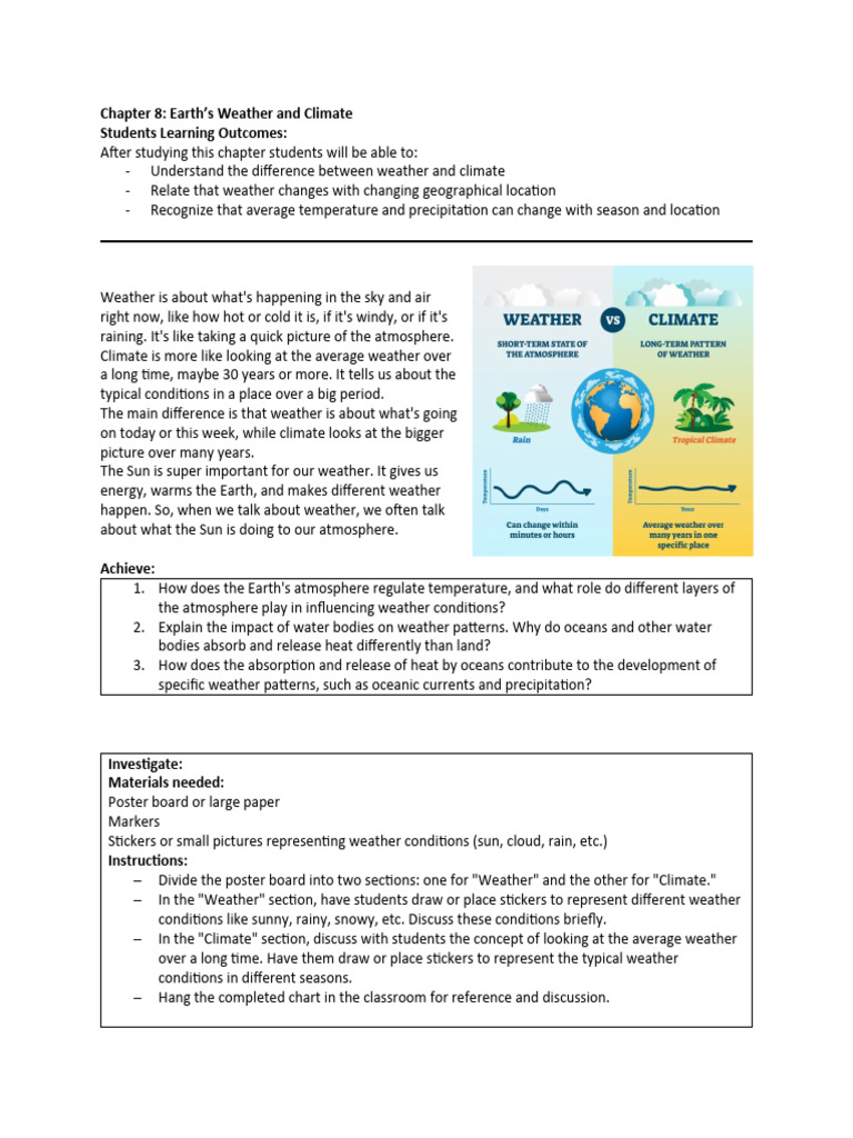 Grade 5 Chapter 8 | PDF | Weather | Climate
