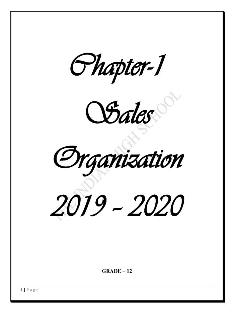 Grade 12 Unit 1 Sales Organisation | PDF | Sales | Marketing
