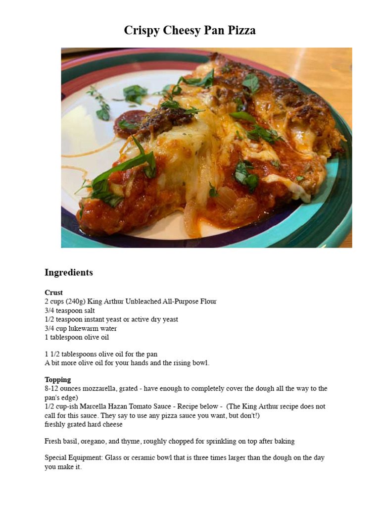 Crispy Cheesy Pan Pizza | PDF | Pizza | Teaspoon