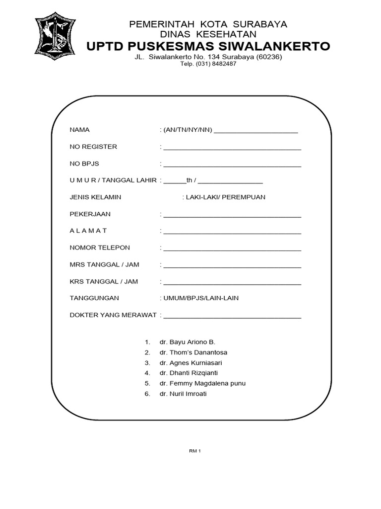 FORM RAWAT INAP JADI SATU - 28 Lembar | PDF