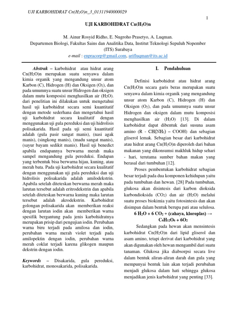 Laporan Biokimia - Muhammad Ainur Rosyid Ridho | PDF