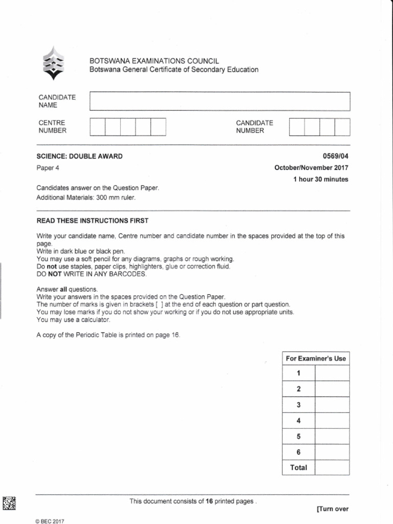 BGCSE Science Double Award Paper 4 | PDF | Titration | Chemistry