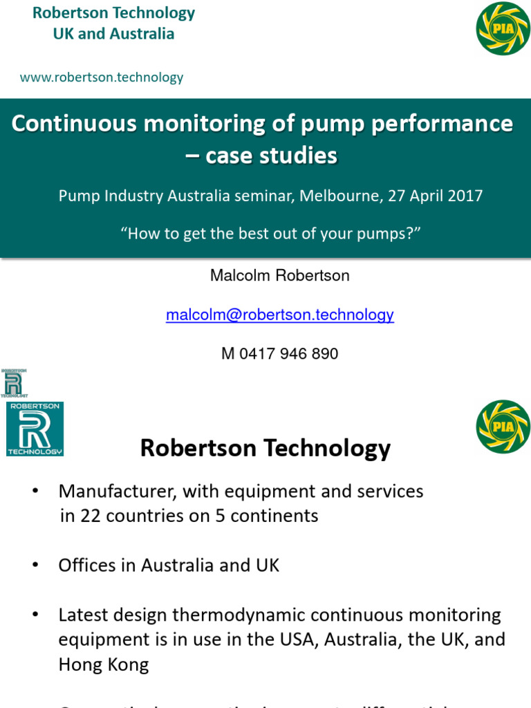 Robertson Technology Presentation PIA April 2017 Web | PDF | Pump ...