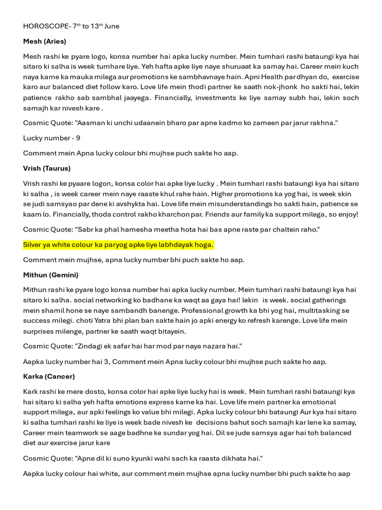 Tumahri Rashi Shooting Script 2-June-24 | PDF