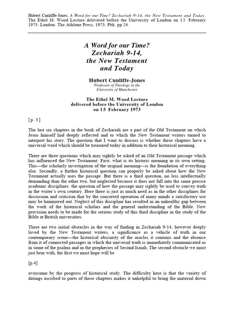Zechariah Cunliffe-Jones | PDF | Jesus | Gospel Of John