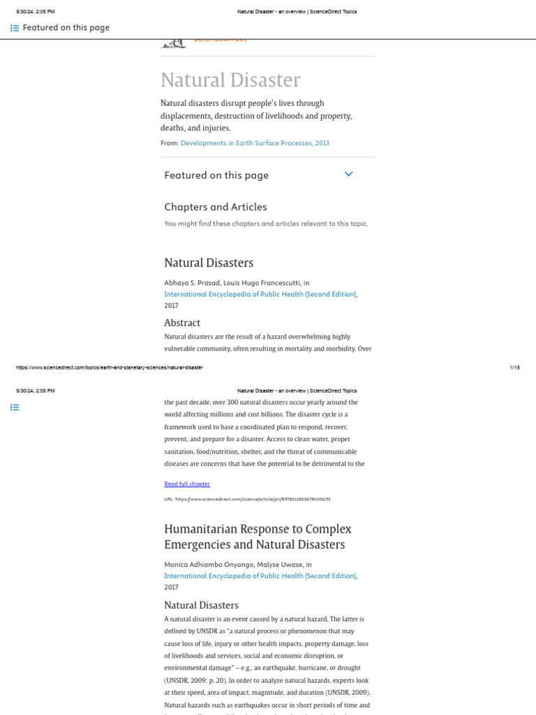 Natural Disaster - An Overview - ScienceDirect Topics | PDF | Natural Disasters | Hazards
