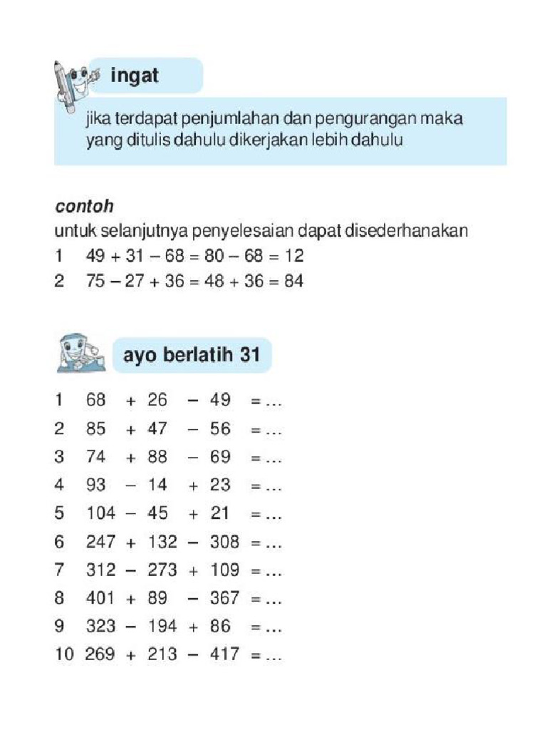 soal mtk kls 2 ( tambah kurang) | PDF