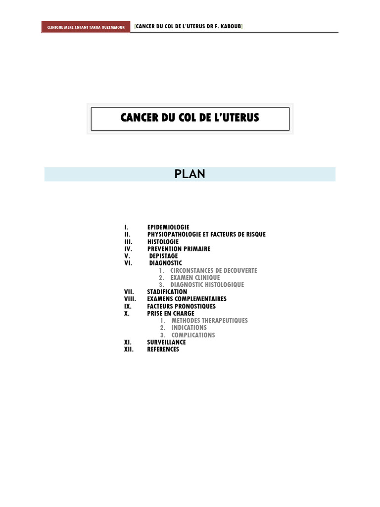 Cancer Du Col de L'uterus DR Kaboub | PDF | Cancer du col utérin | Cancer