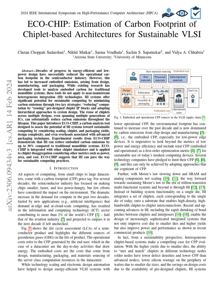 ECO-CHIP: Sustainable VLSI with HI | PDF | Semiconductor Device ...