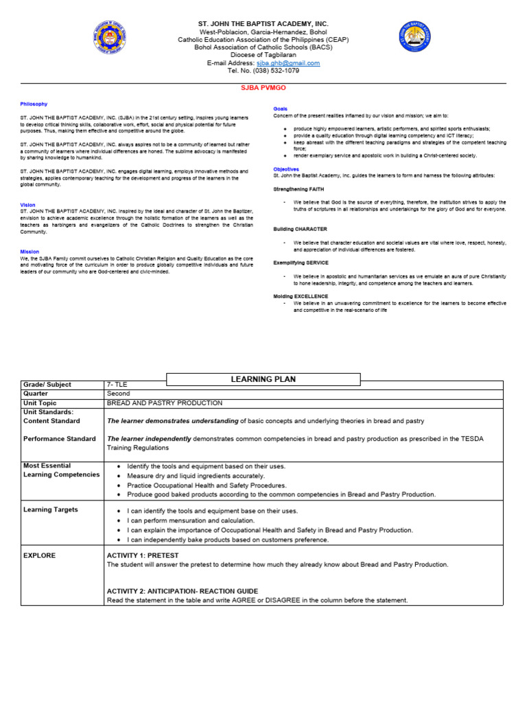 LP - Tle 7 (Bread and Pastry Production) | PDF | Cakes
