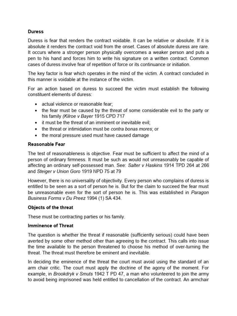 Duress | PDF | Judgment (Law) | Private Law