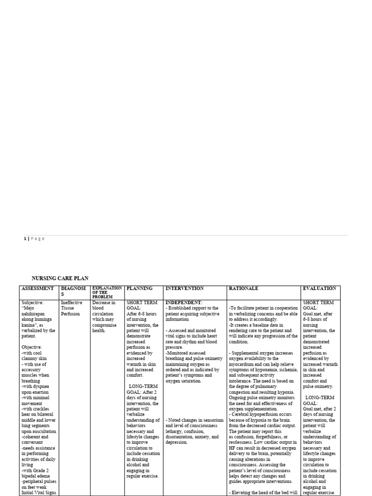 NCP | PDF | Heart | Clinical Medicine