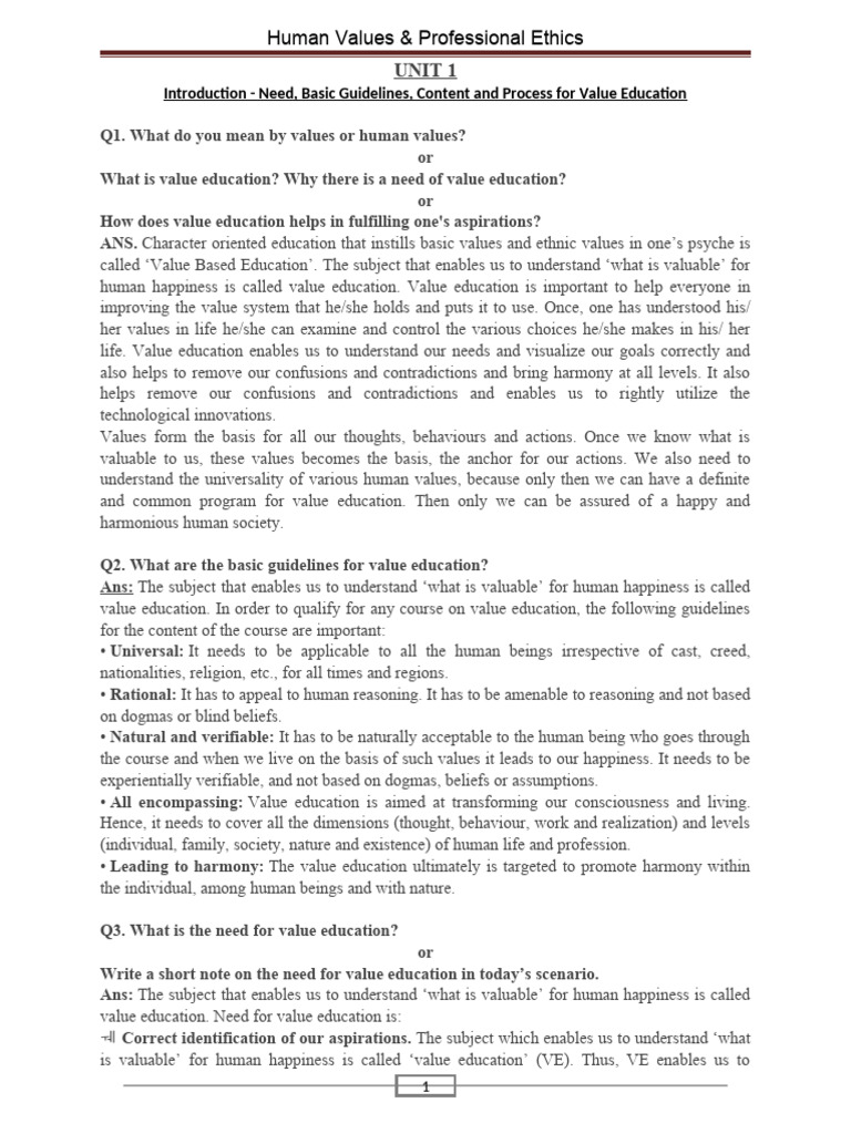 Hvpe Unit 1 | PDF | Happiness | Wealth