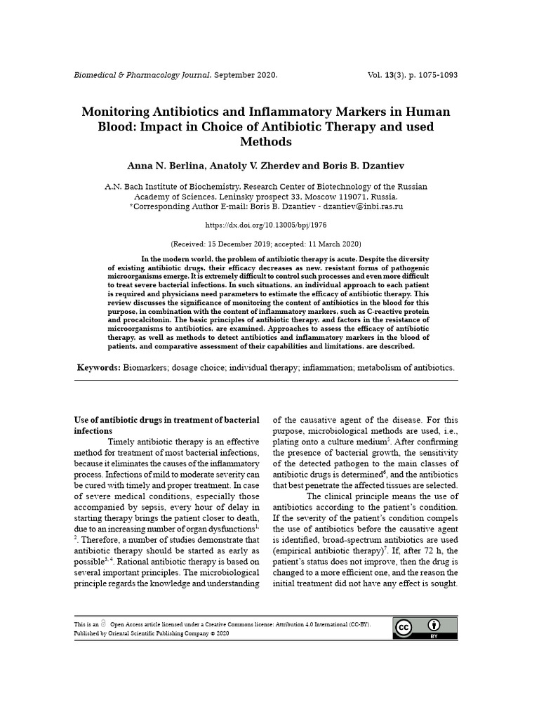Monitoring Antibiotics and Inflammatory Markers in | PDF