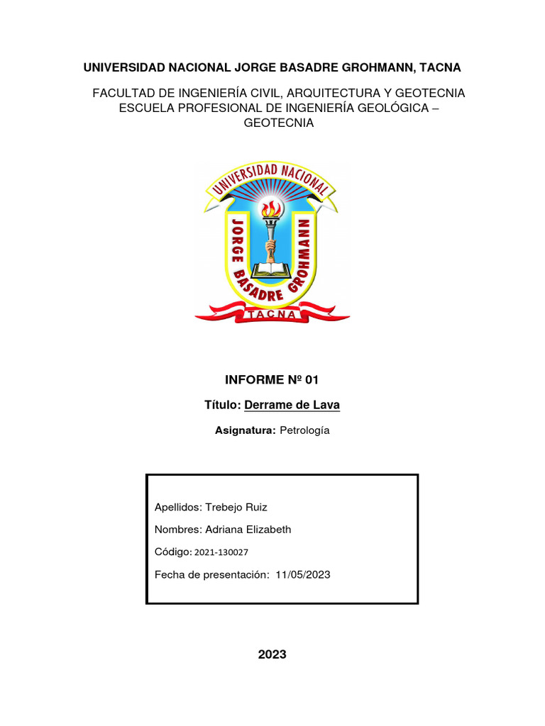 Informe N°01 Derrame de Lava | PDF | Lava | Magma