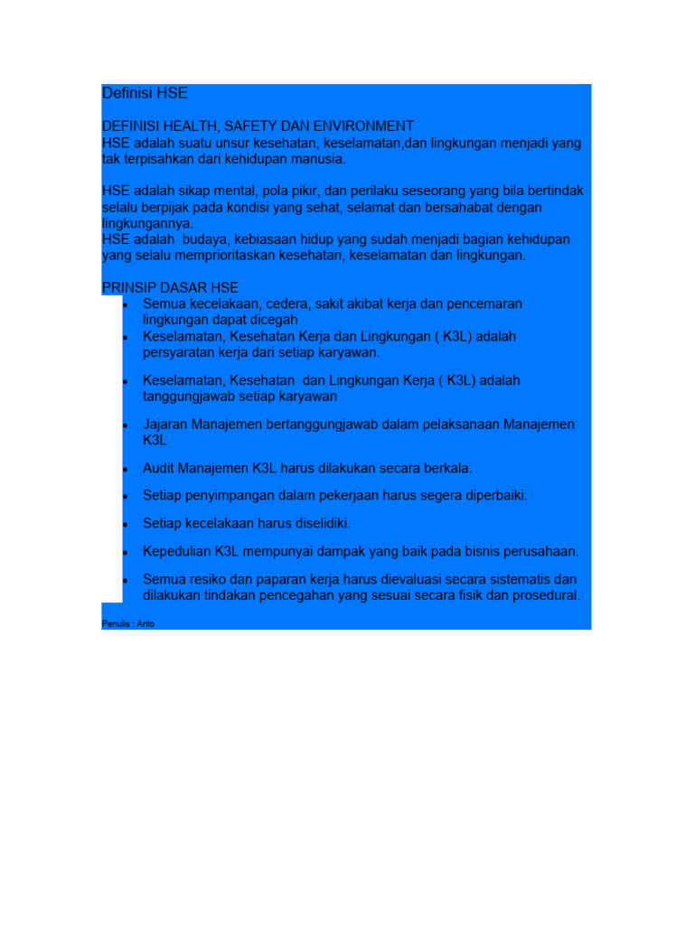 Definisi HSE | PDF