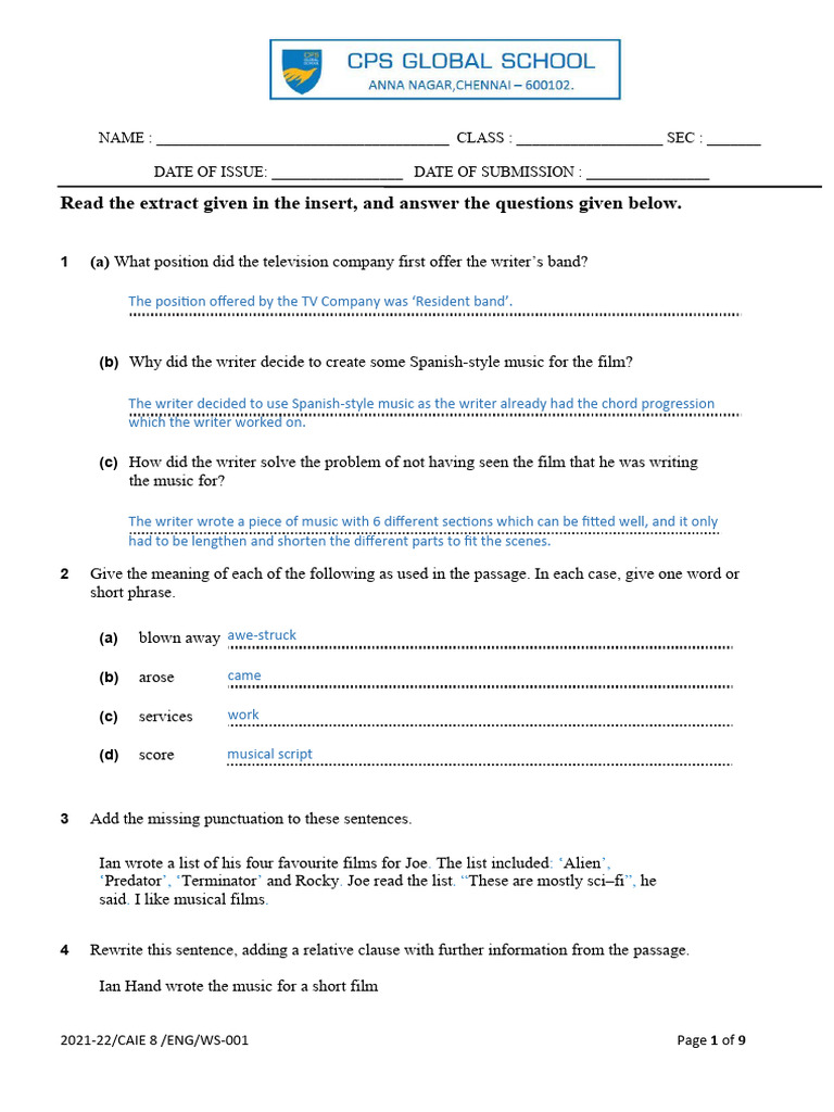 Edit - Term II English Grade 8 Revision Pack 1 Question paper | PDF ...