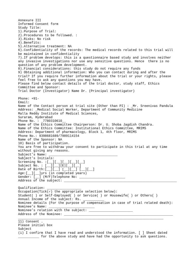 Text | Download Free PDF | Informed Consent | Signature