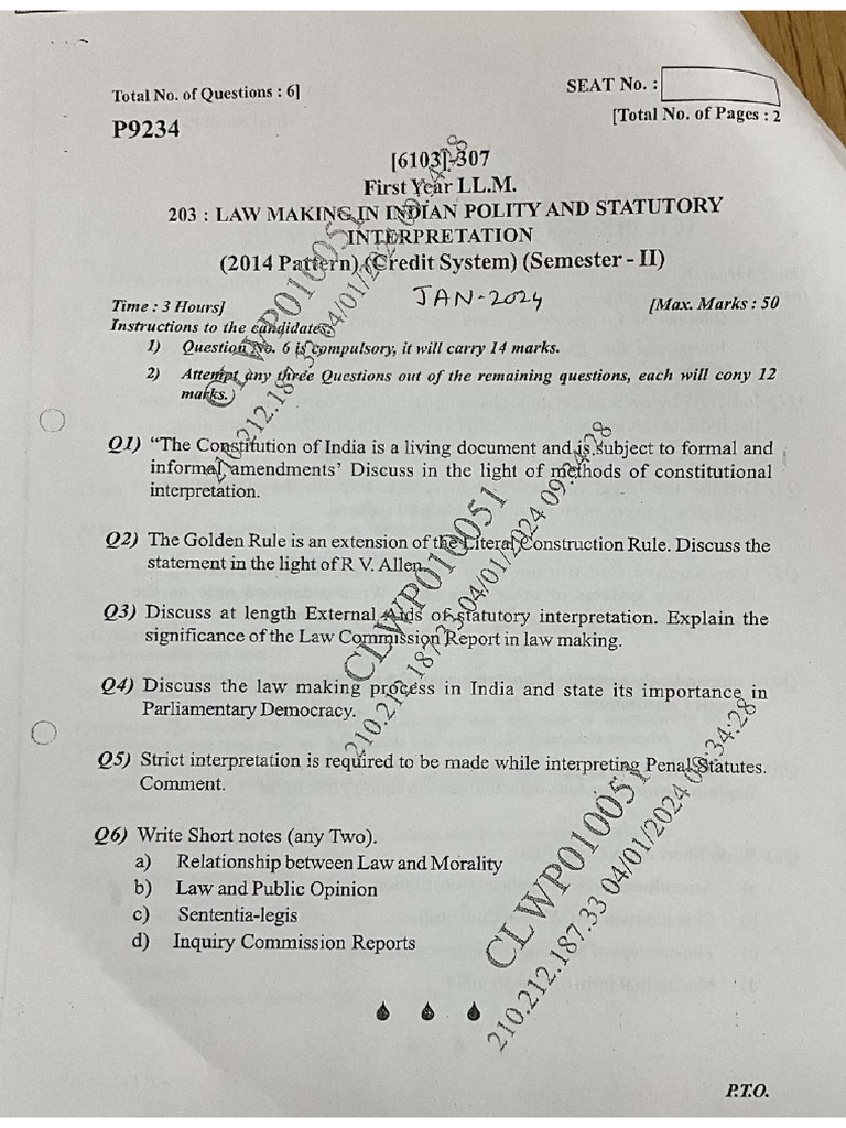 Law Making Question Papers | PDF