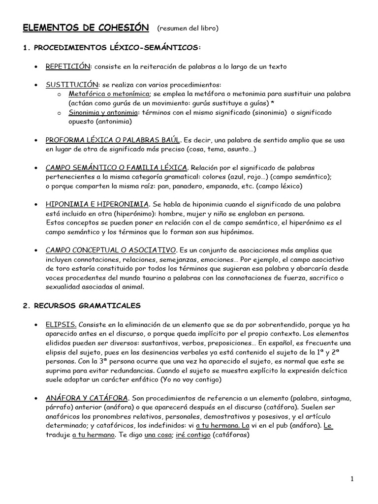Elementos de cohesión textual | PDF | Adverbio | Asunto (gramática)