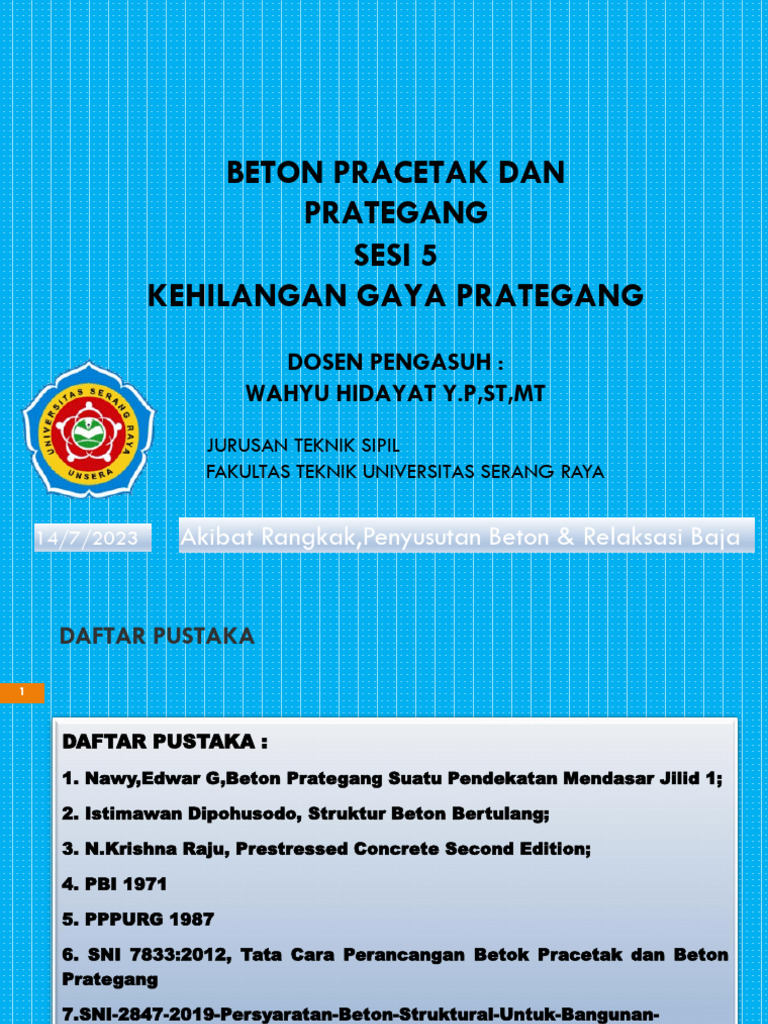 Beton Pracetak Dan Prategang Sesi 5 - Kehilangan Gaya Prategang (Akibar ...