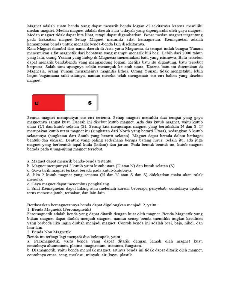Magnet Adalah Suatu Benda Yang Dapat Menarik Benda Logam Di Sekitarnya ...