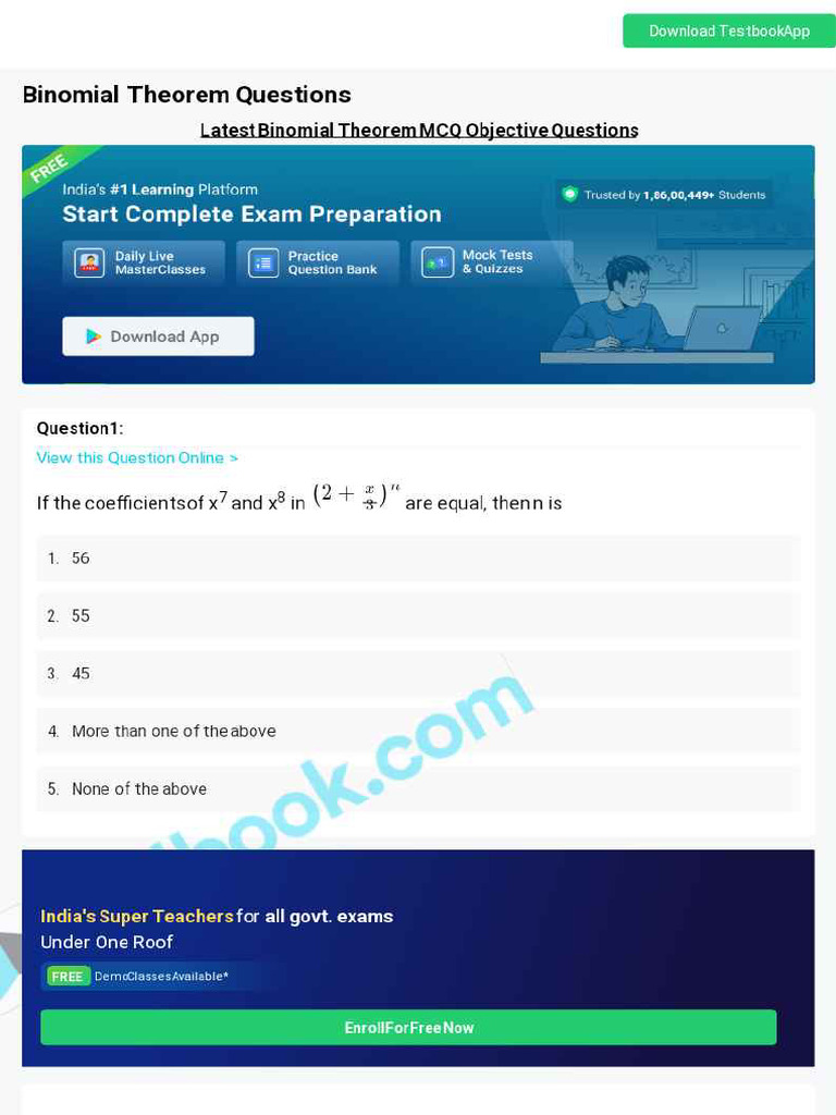Binomial Theorem | PDF