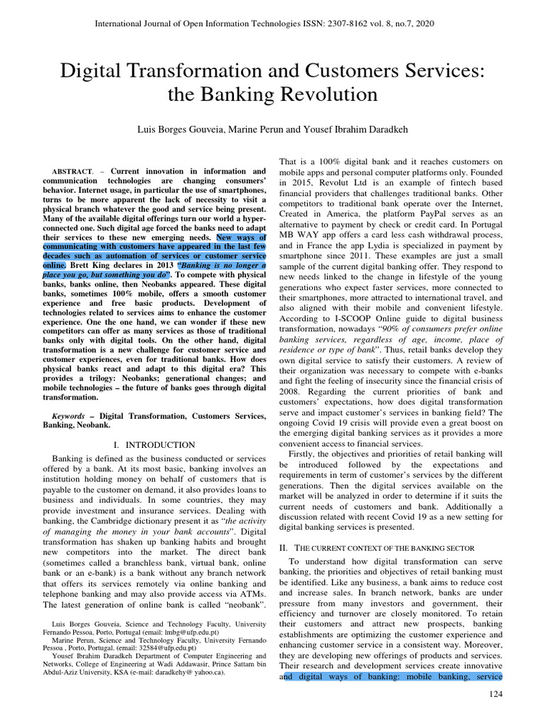 Digital Transformation and Customers Services The Banking Revolution ...