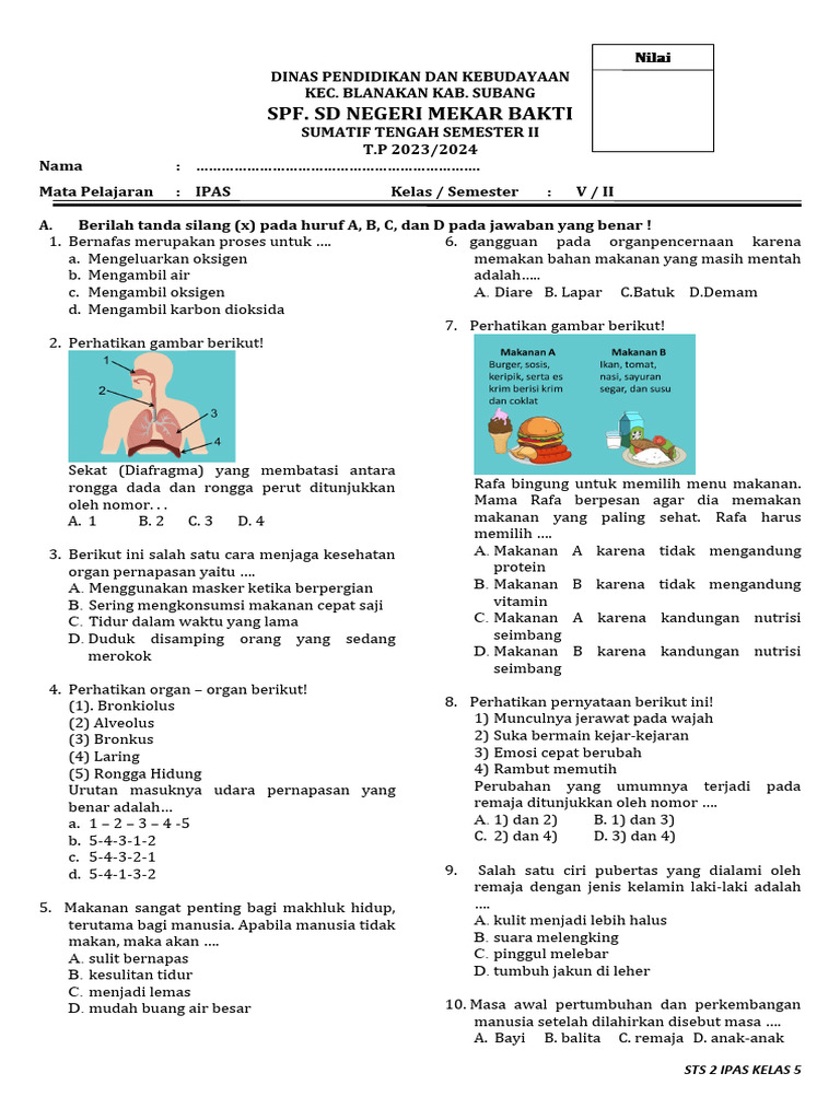 Soal Ipas STS 2 | PDF