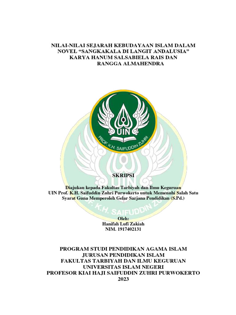 Hanifah Lufi Zakiah - Nilai-Nilai Sejarah Kebudayaan Islam Dalam Novel ...
