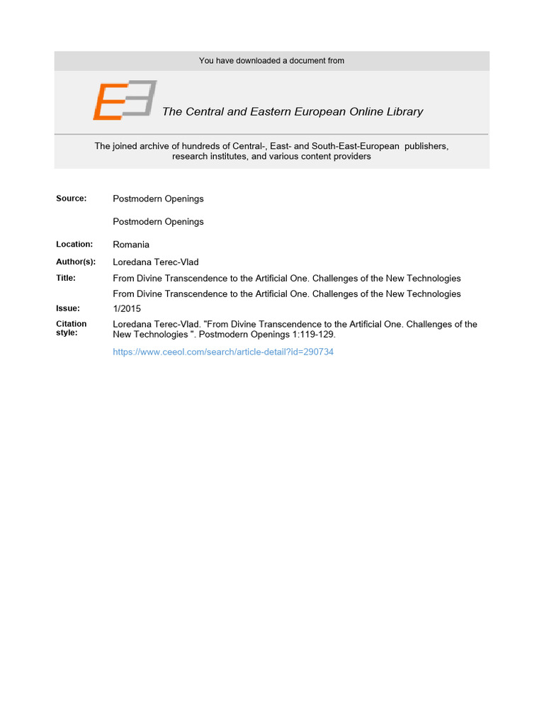 From-Divine-Transcendence-To-The-Artificial-One-Challenges-Of-The-New-Technologies - Content ...