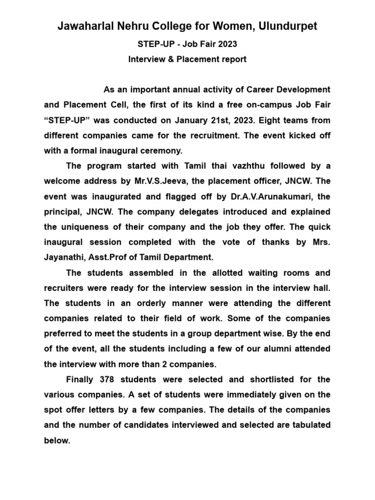 STEPUP Job Fair 2023 Report | PDF