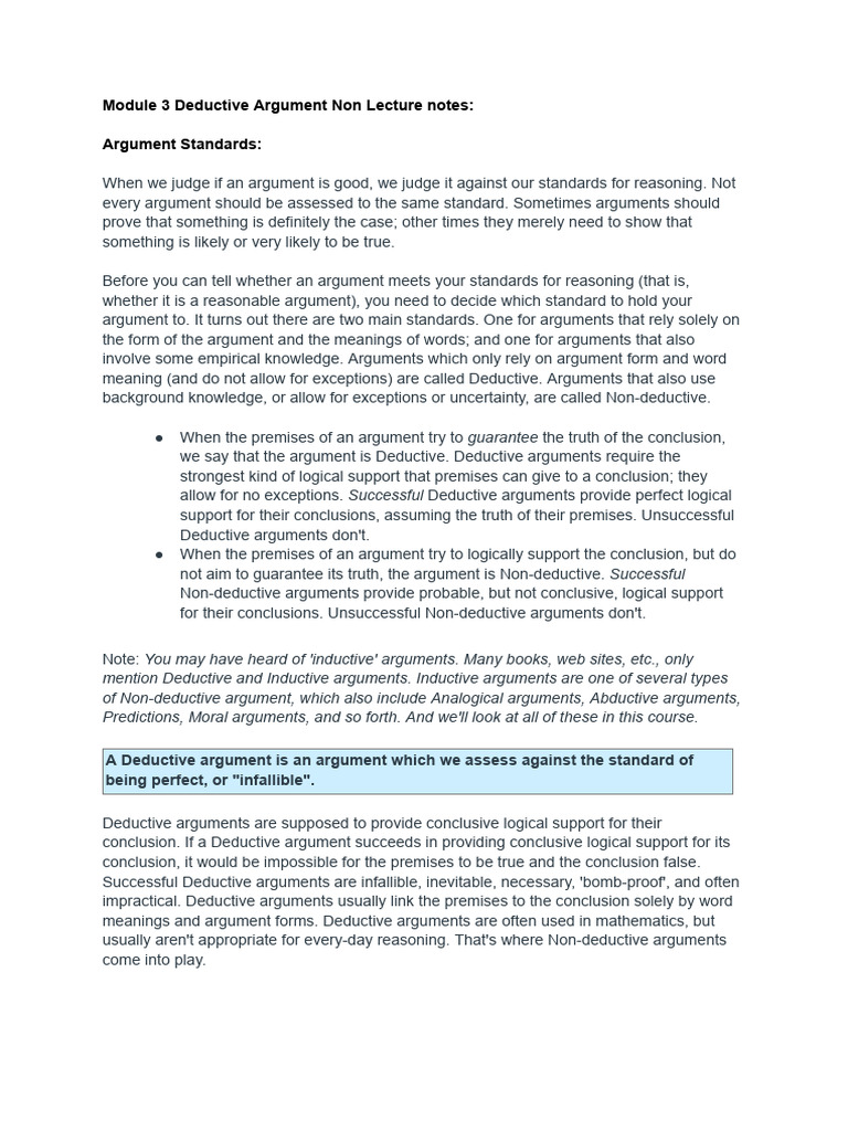 PHIL 105 Module 3 Deductive Arguments | Download Free PDF | Argument | Deductive Reasoning