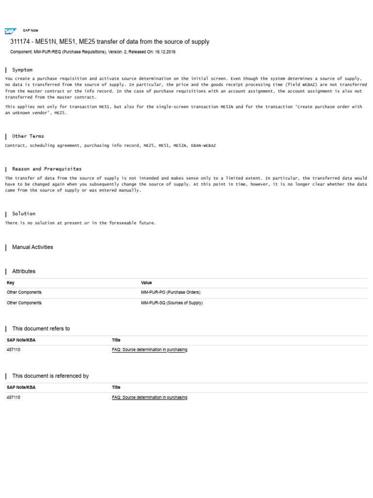 Purchase Requisition Data Transfer Issue | PDF