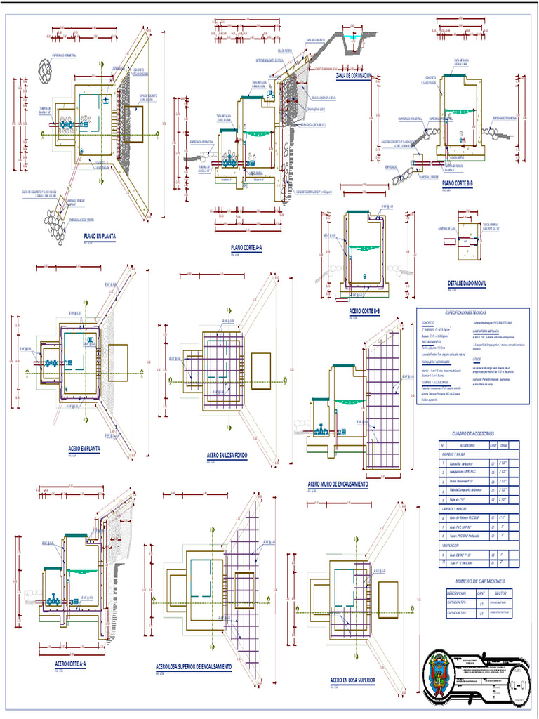 Plano de Captacion en Ladera Tipo I | PDF | Ingeniería mecánica | Plomería