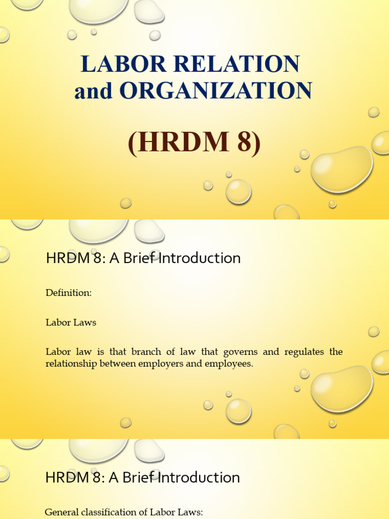 Labor Relations and Organization - Lesson 1 | PDF | Labour Law | Employment