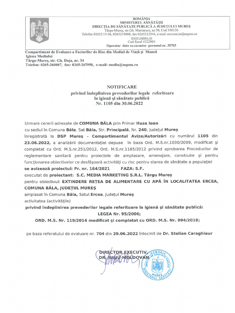 Notificare DSP | PDF