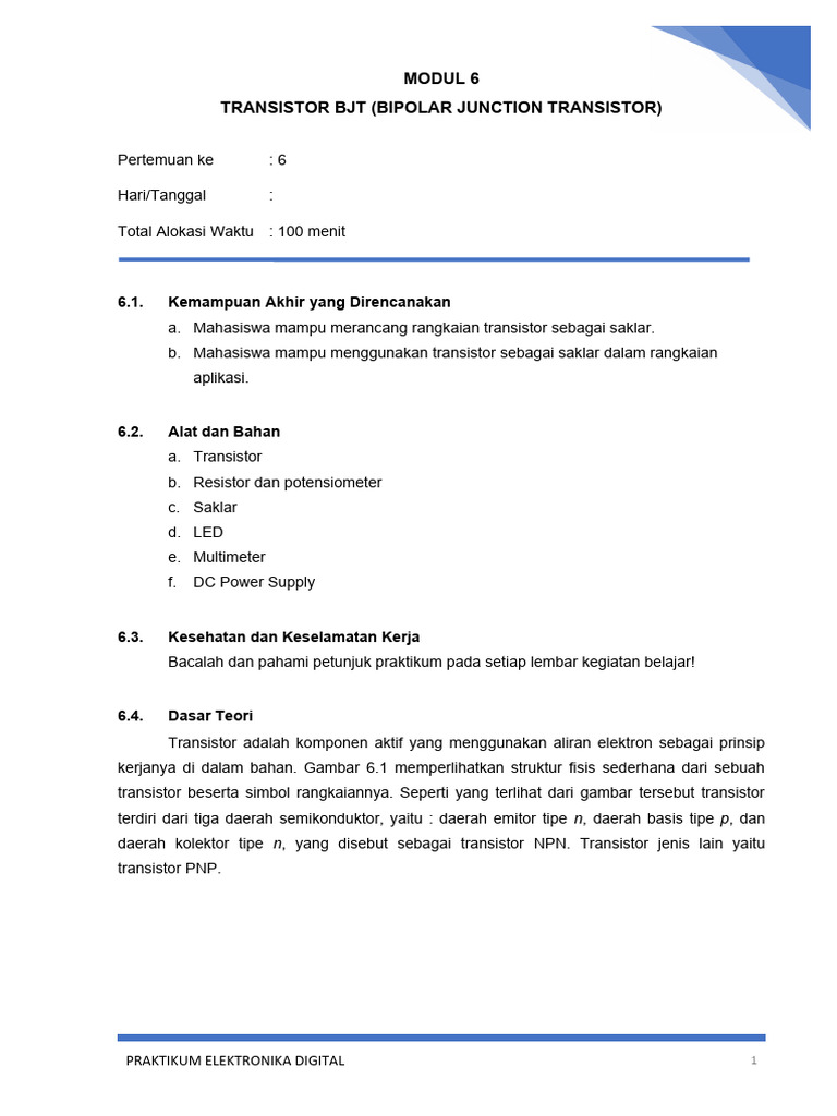 Modul 6 Transistor | PDF